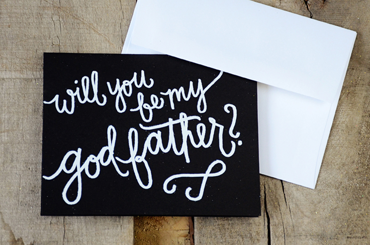 Godfather Invitations by Your New Friend Sam – Black Cardstock with ...